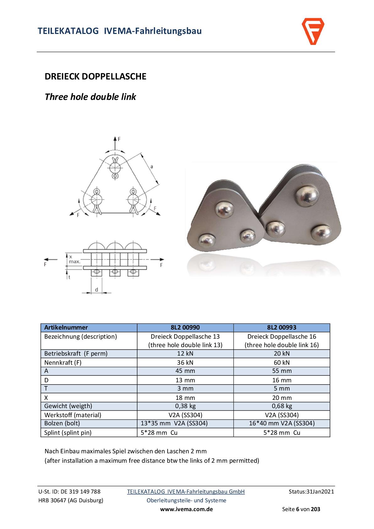 Dreieck-Doppellasche 12kN - Ivema Shop