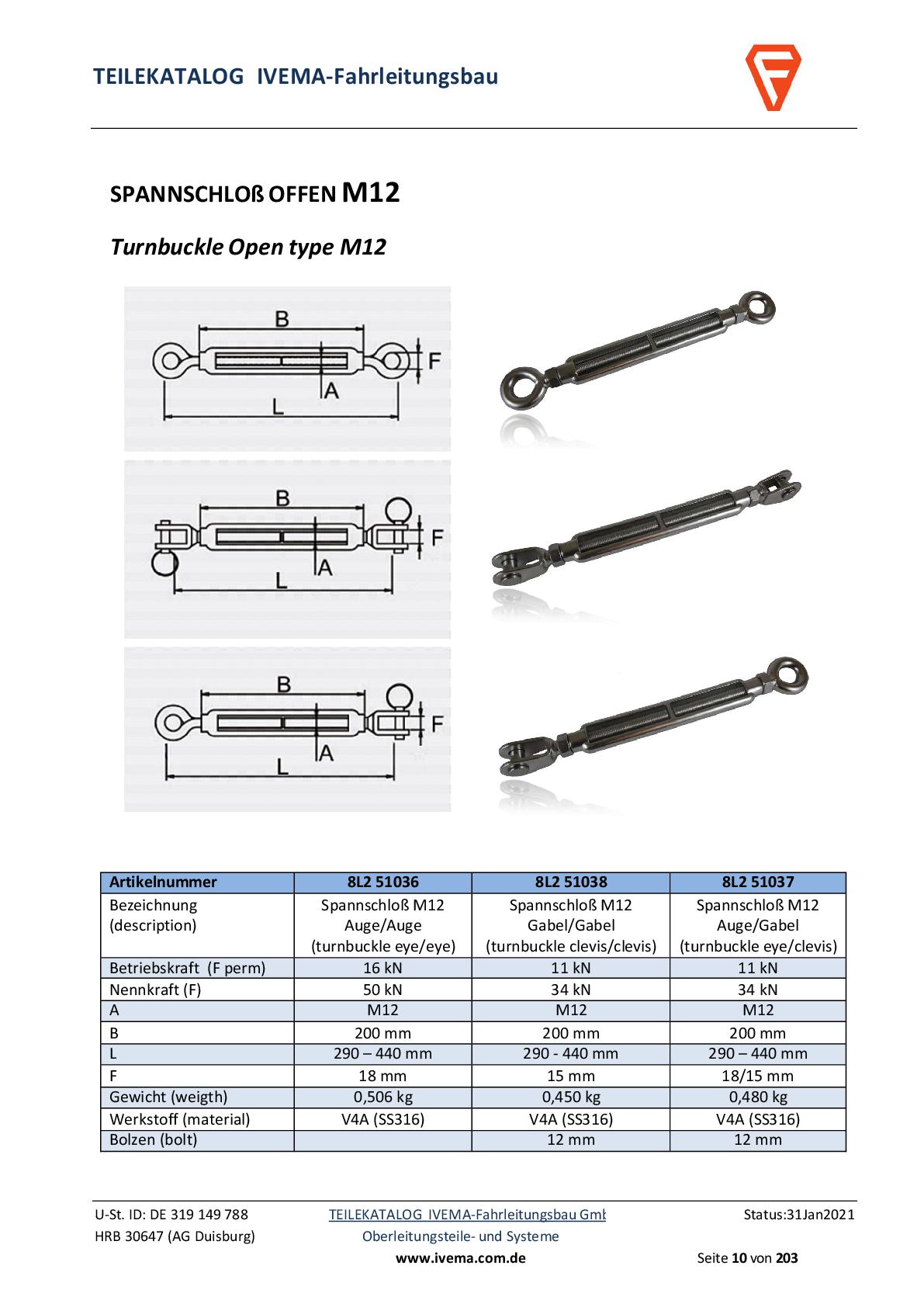 Spannschloß offen M12 Auge/Gabel 11kN – Ivema Shop